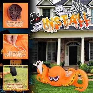 Holiday | Halloween Inflatables Giant Octopus Catching Ghost N 74 Ft ...